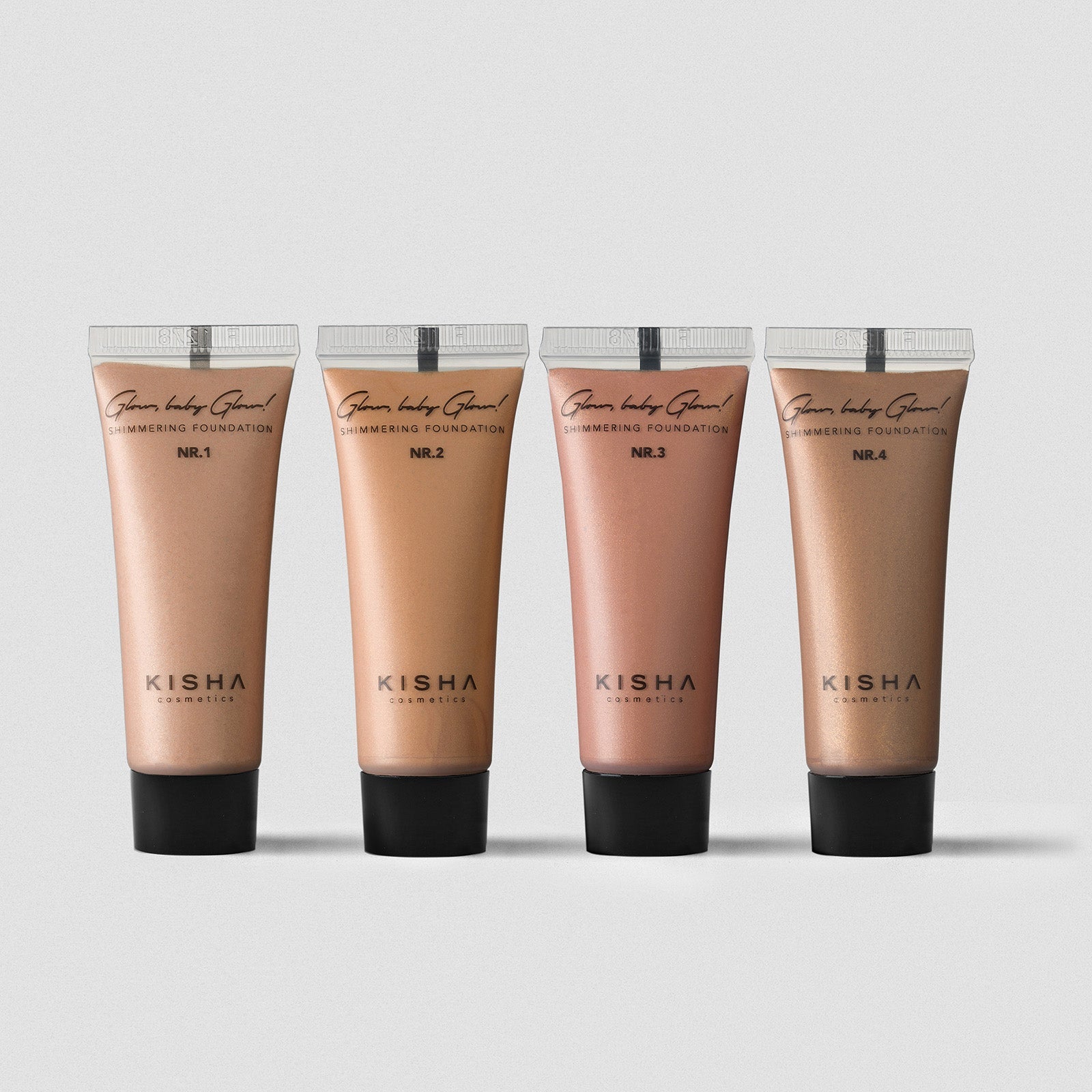GLOW 2 GO Foundation Set – 4 Glow Nuancen für jeden Hautton | KISHA